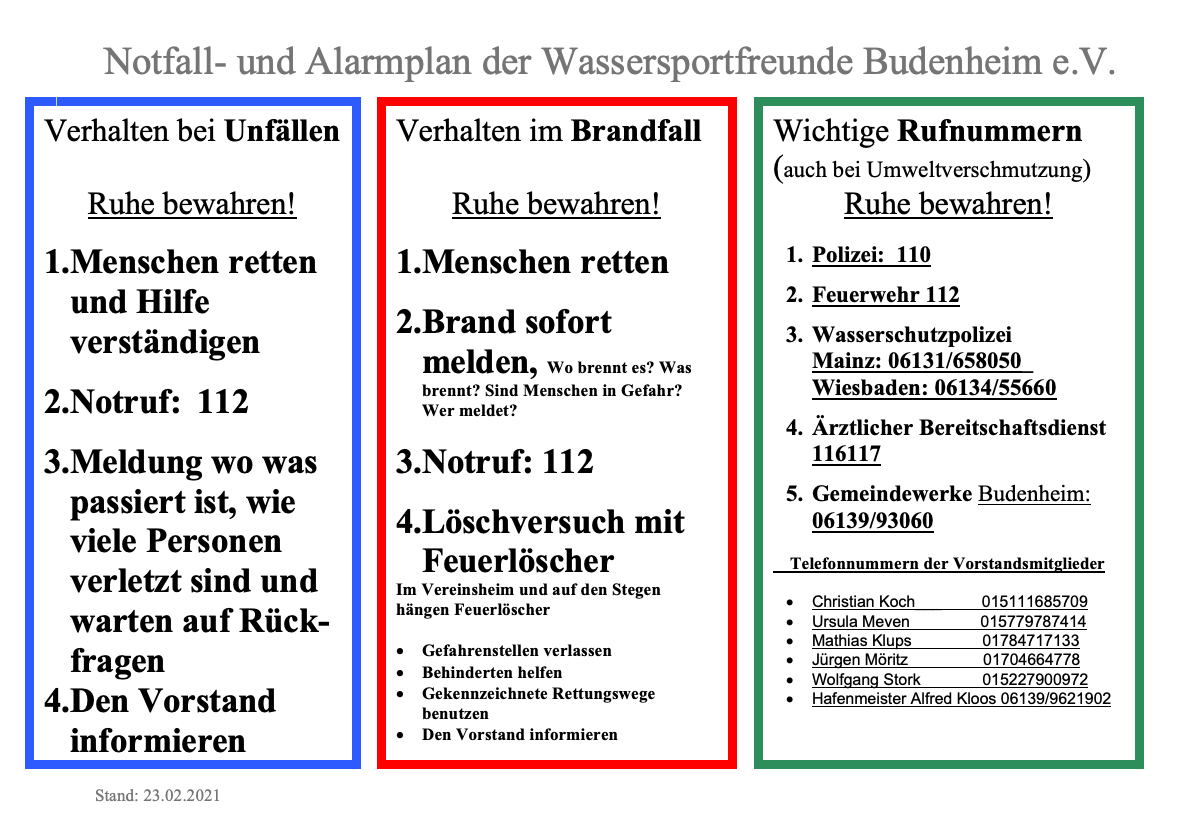 Notfallplan – Wassersportfreunde Budenheim e.V.